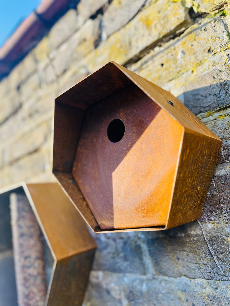 Corten Steel Hexagon Bird House Box Nesting Box 200mm - Etsy UK