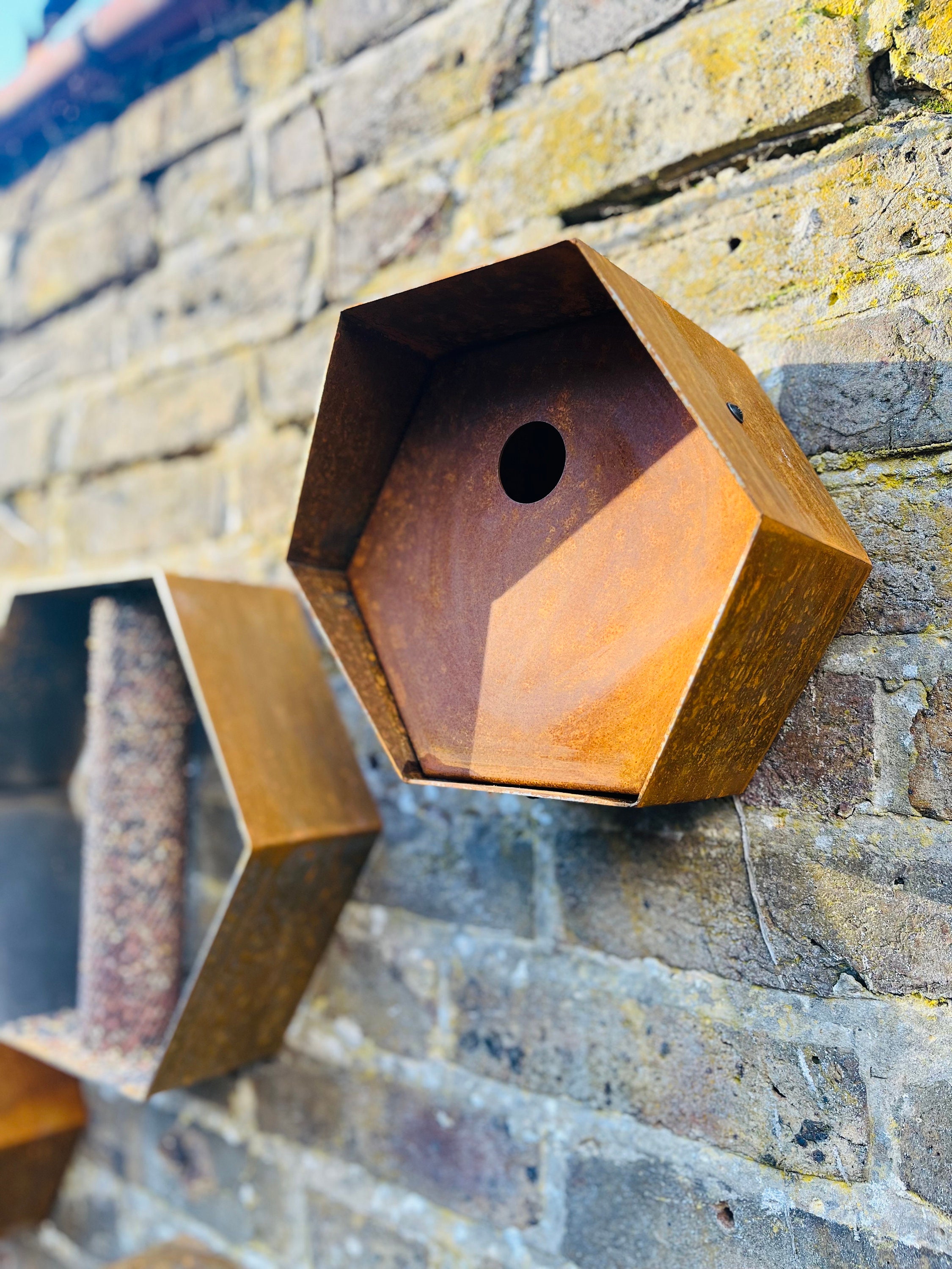 Corten Steel Hexagon Bird House Box Nesting Box 200mm - Etsy UK