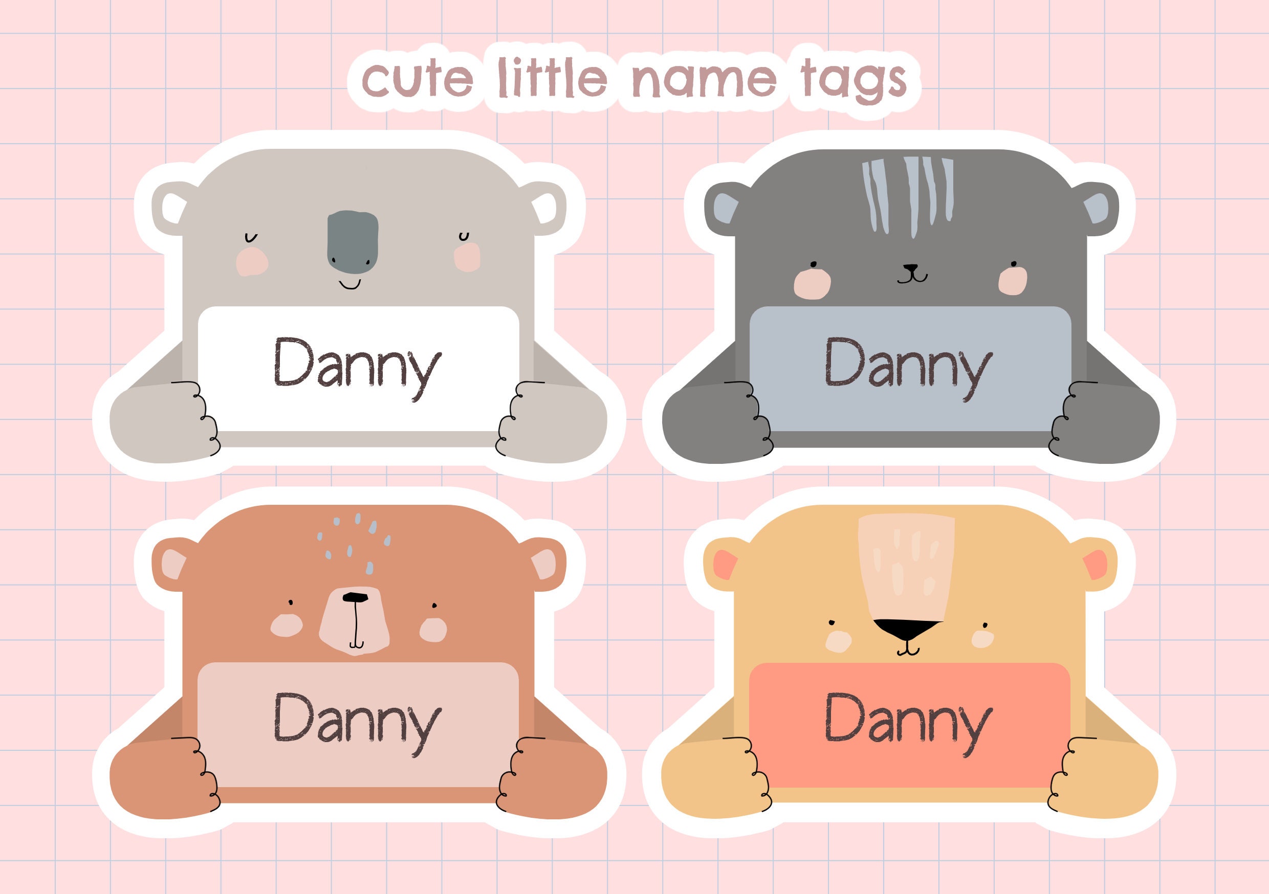 Personalized Cute Animal Sticker/decal Sheet 1 - Etsy