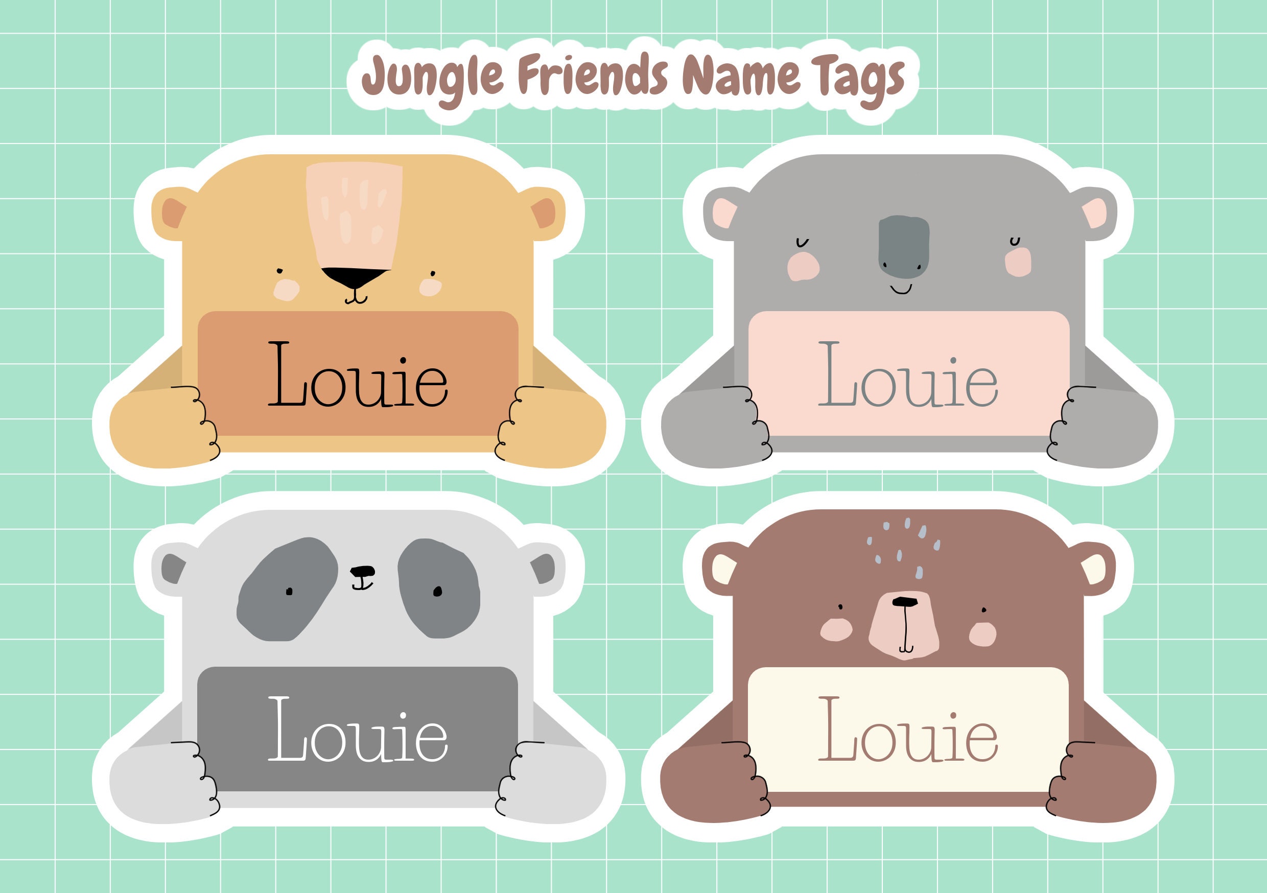 Personalized Cute Animal Sticker/decal Sheet 1 - Etsy