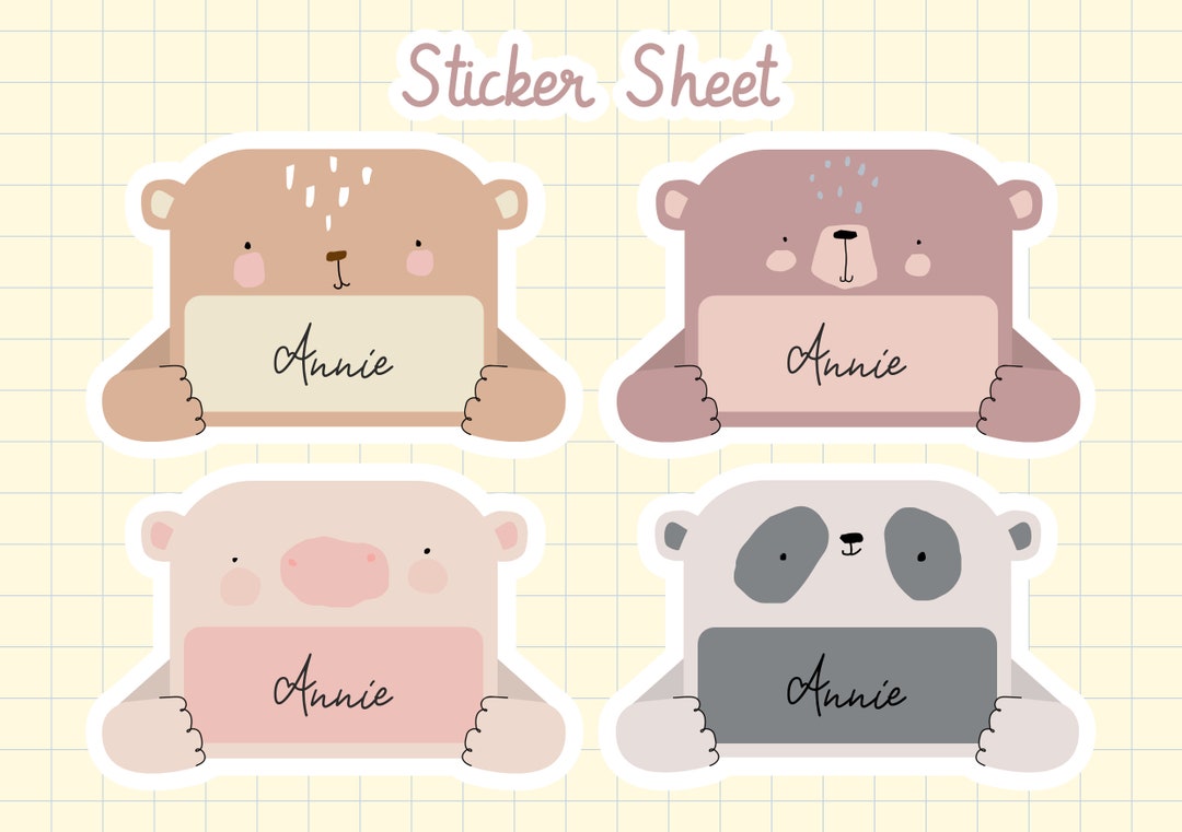 Personalized Cute Animal Sticker/decal Sheet 1 - Etsy