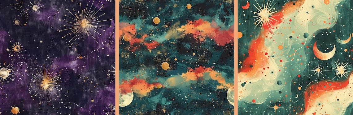 Celestial Digital Paper Pack: Stars, Moon, Cosmic Patterns (digital ...