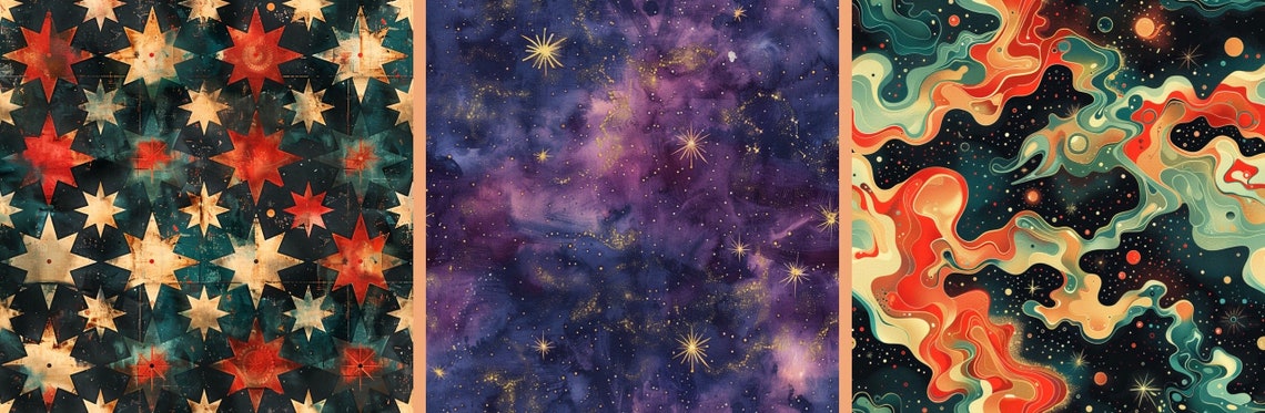 Celestial Digital Paper Pack: Stars, Moon, Cosmic Patterns (digital ...