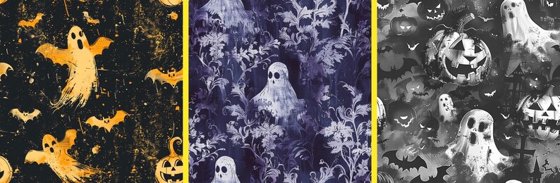 Boo Crew Halloween Digital Paper Pack: Spooky Ghosts, Pumpkins (12" X ...