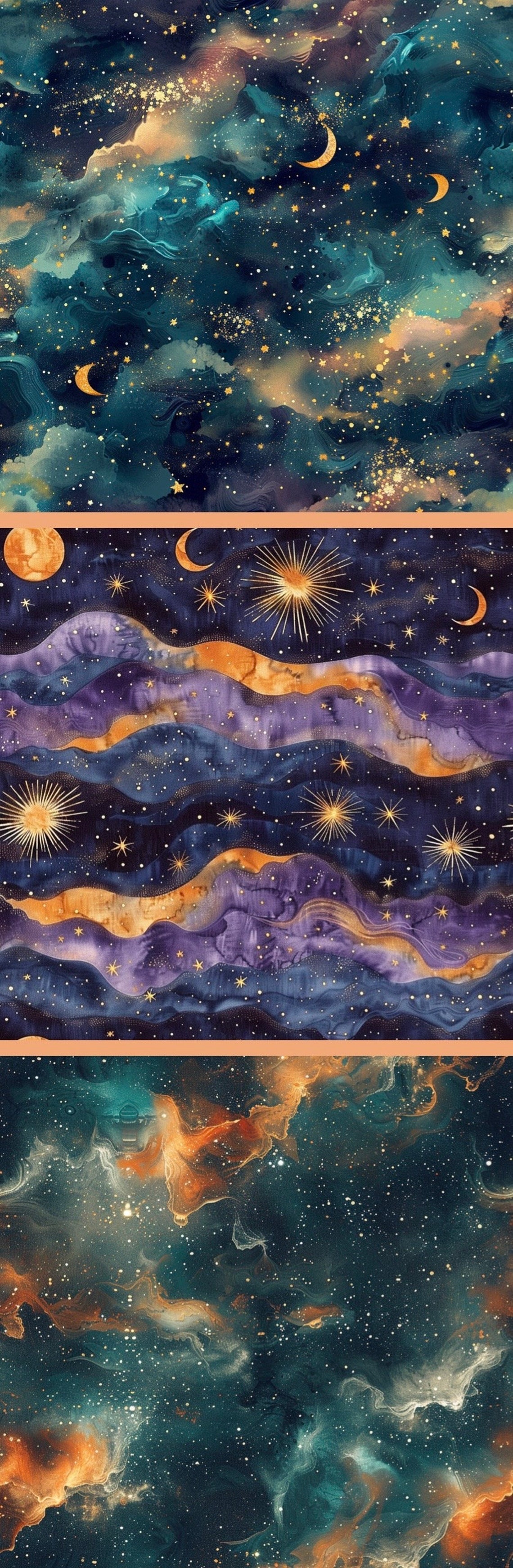 Celestial Digital Paper Pack: Stars, Moon, Cosmic Patterns (digital ...