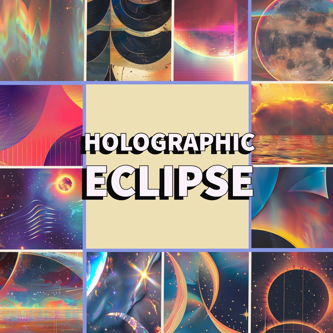 Holographic Eclipse Digital Paper Pack: Seamless Scrapbook Backgrounds ...