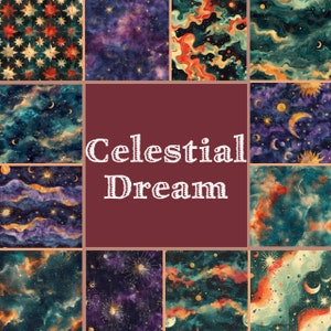 Celestial Digital Paper Pack: Stars, Moon, Cosmic Patterns (digital ...