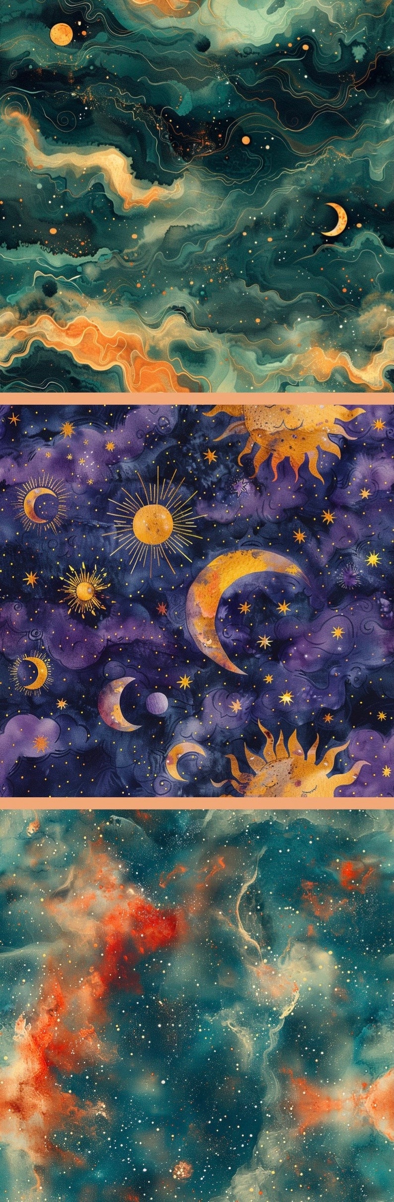 Celestial Digital Paper Pack: Stars, Moon, Cosmic Patterns (digital ...