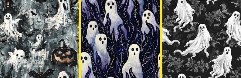 Boo Crew Halloween Digital Paper Pack: Spooky Ghosts, Pumpkins (12" X ...