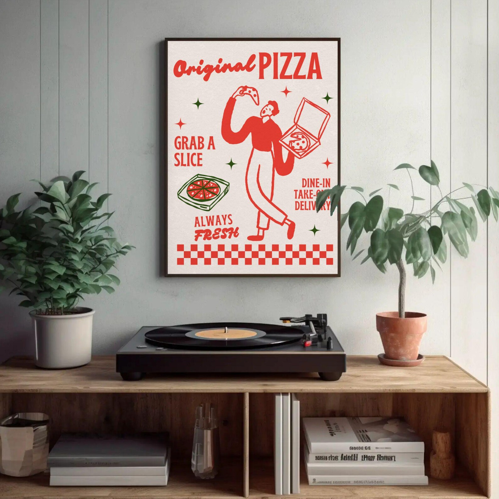 Vintage Illustrative Pizza Poster | Digital Download | Modern Kitchen ...