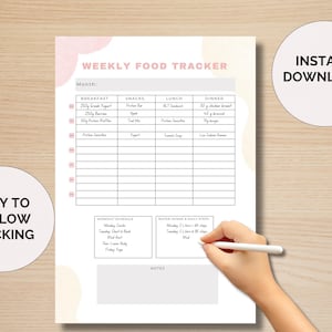 Daily / Weekly Food Tracker - Printable Meal Planner | Digital Download ...