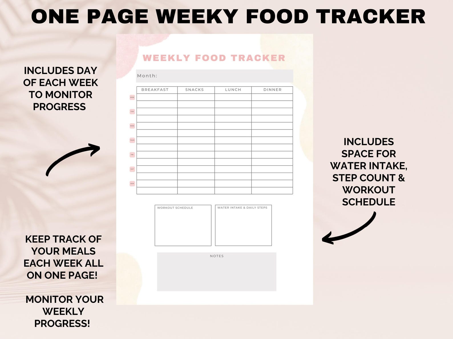 Daily / Weekly Food Tracker - Printable Meal Planner | Digital Download ...