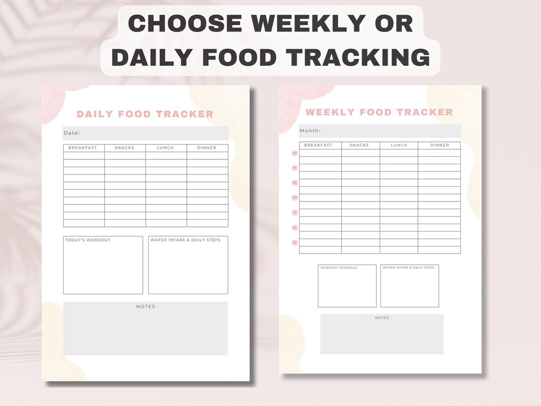 Daily & Weekly Food Tracker Printable Meal Planner Digital Download for ...