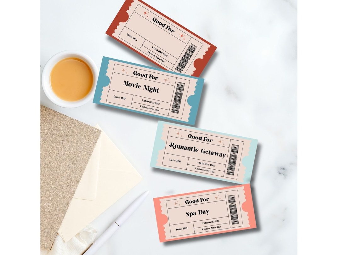 Printable Retro Couple Coupons. Trendy Digital Download. Instant Print ...