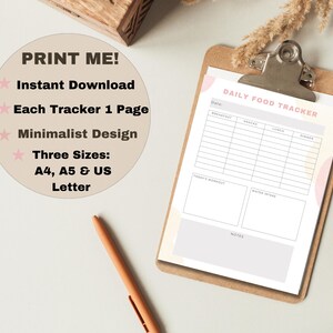 Daily / Weekly Food Tracker - Printable Meal Planner | Digital Download ...