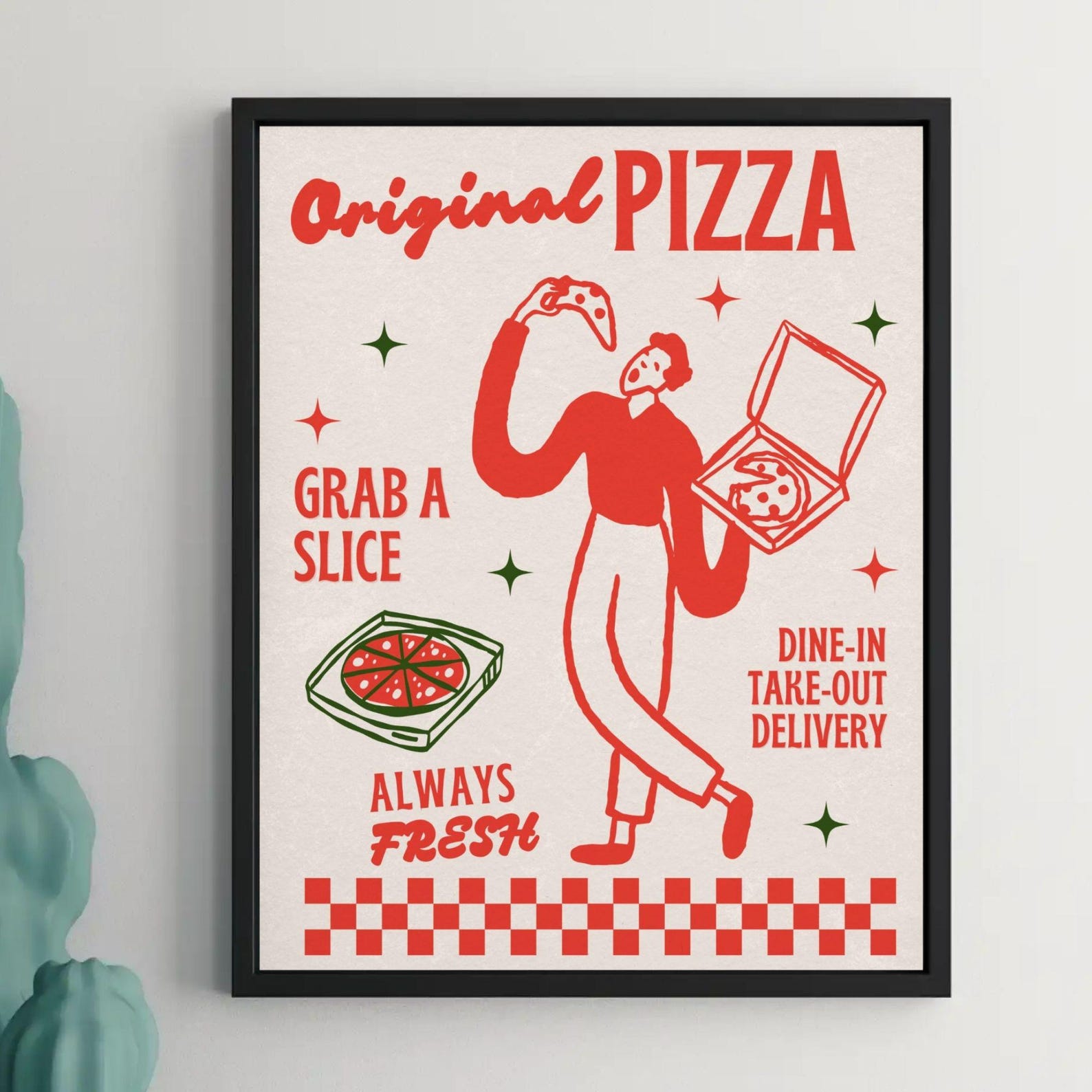Vintage Illustrative Pizza Poster | Digital Download | Modern Kitchen ...