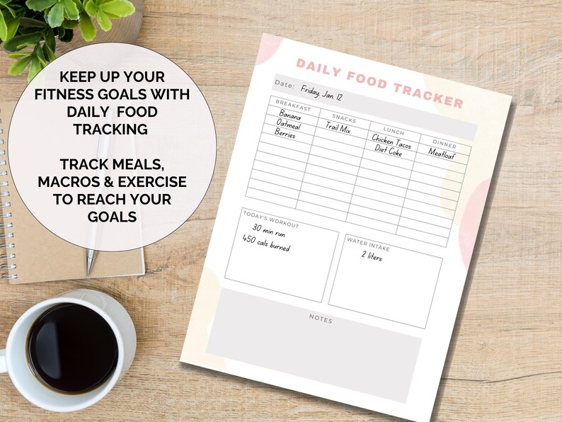 Daily / Weekly Food Tracker - Printable Meal Planner | Digital Download ...
