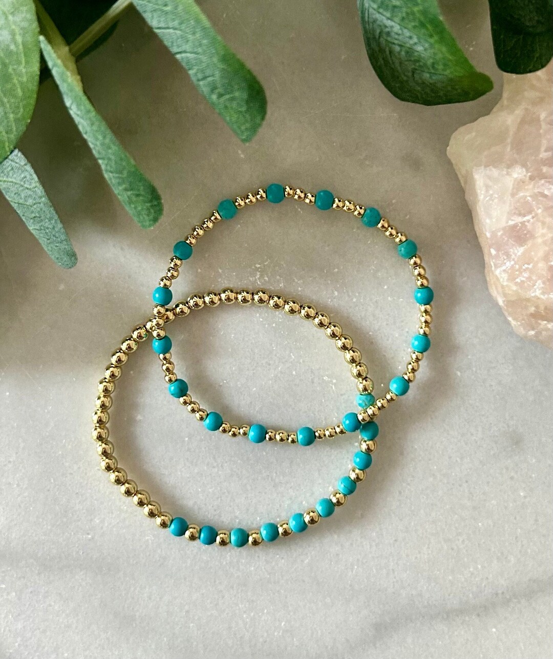 Dainty Turquoise Bracelet, Turquoise Bead Bracelet, Turquoise and Gold ...