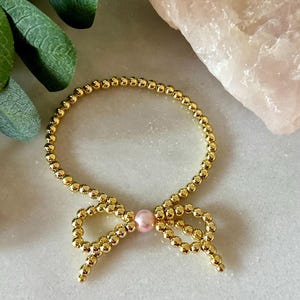 Beaded Bow Bracelet, Gold Bow Bracelet, Ribbon Bracelet, Bow Jewelry ...