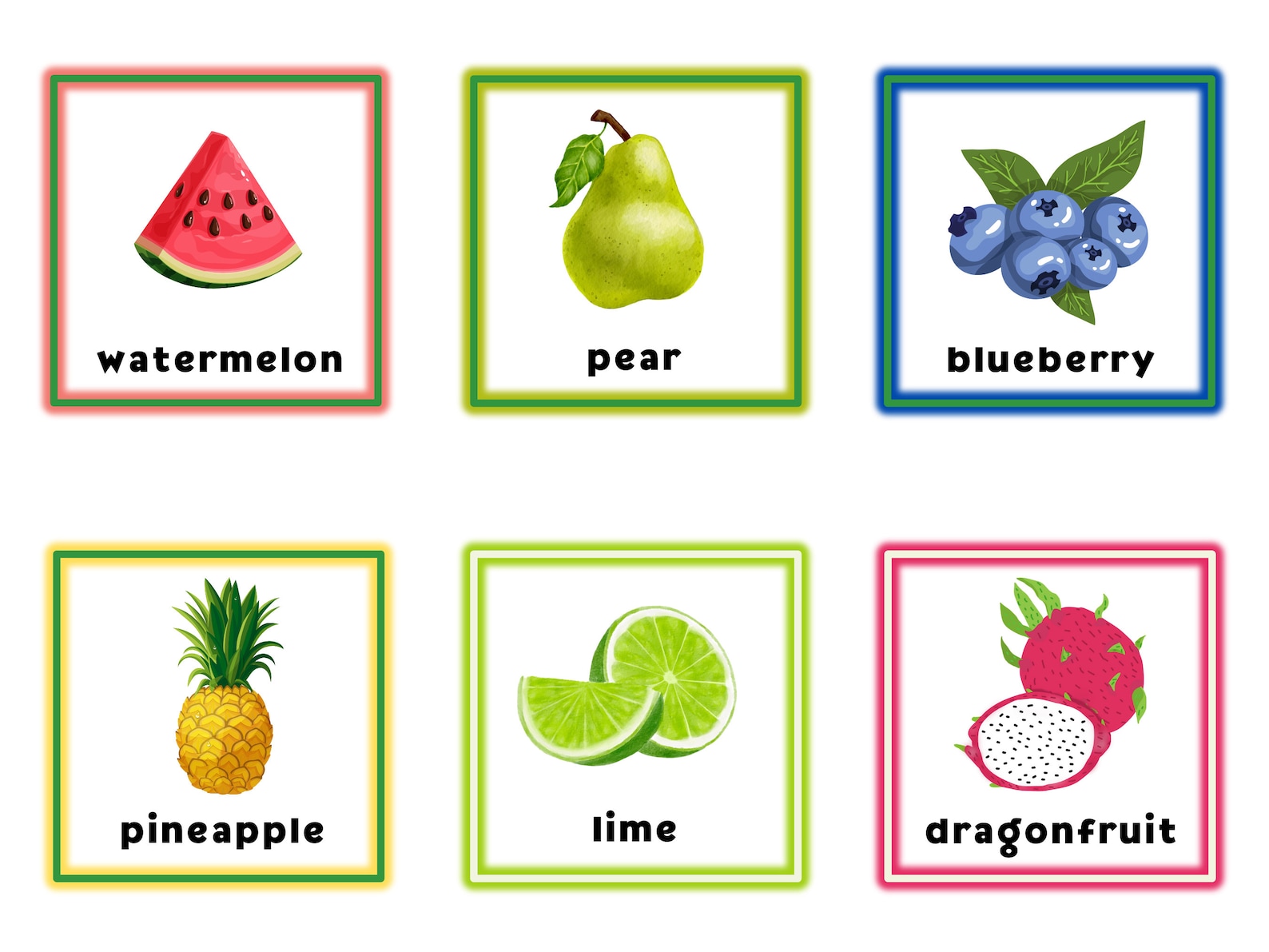 Vibrant Fruit Flashcards | Fruit Printable Flashcards for Kids - Etsy ...