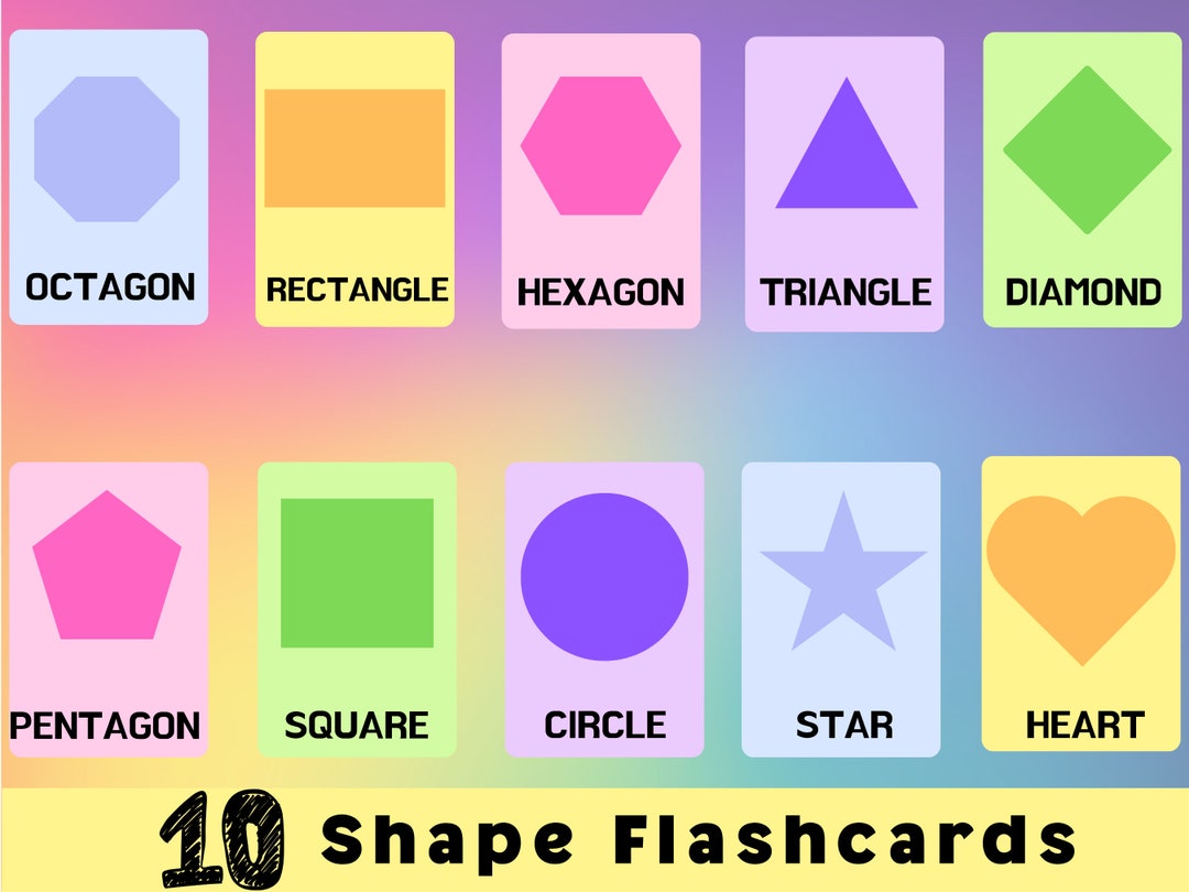 Lets Explore Shapes Shape Flashcards Kids Digital Printable Flashcards ...