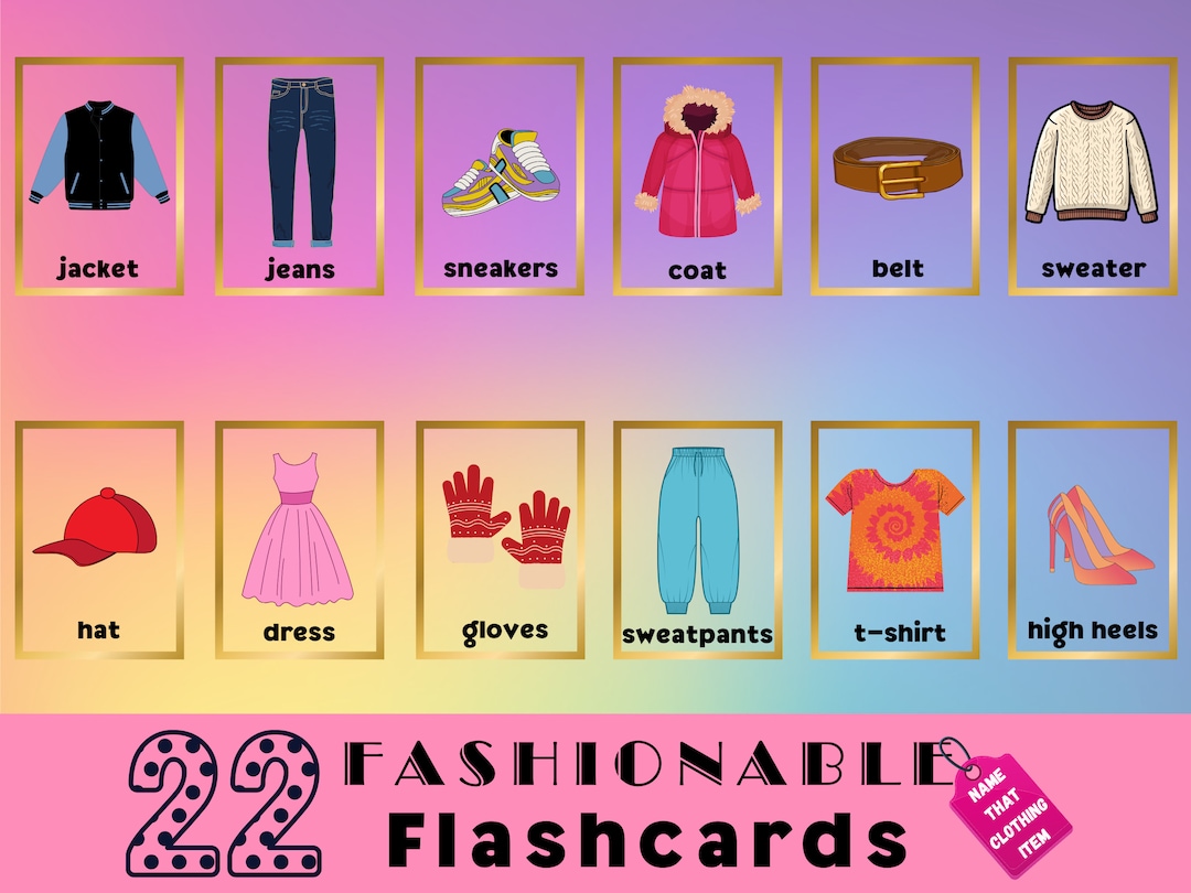 Fashion Flashcards for Kids | Clothing & Accessories Learning Cards ...