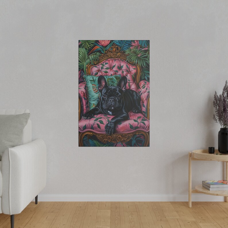 Black French Bulldog Rococo Style Canvas Art Print Vintage, Classical ...
