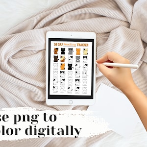 30 Day Habit Tracker Printable With Cute Cats | PDF A4 & US Letter, PNG ...
