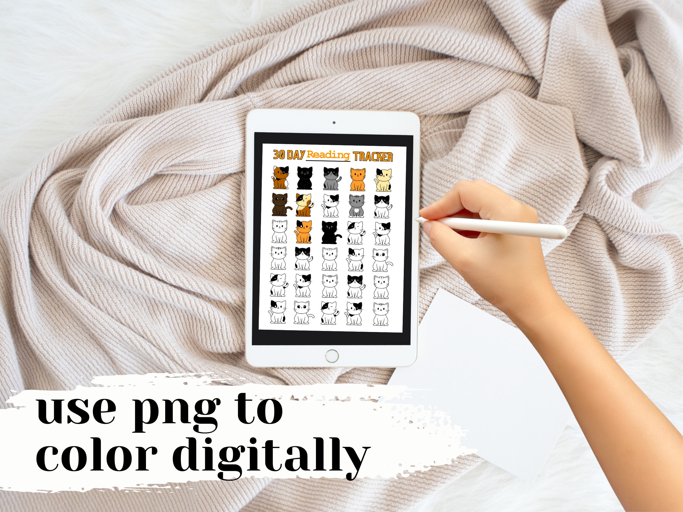 30 Day Habit Tracker Printable With Cute Cats | PDF A4 & US Letter, PNG ...