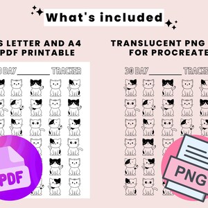 30 Day Habit Tracker Printable With Cute Cats | PDF A4 & US Letter, PNG ...