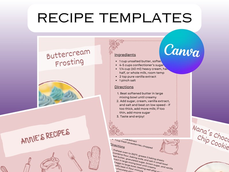 Recipe Card Canva Templates - Cute and Aesthetic Style | Customizable ...