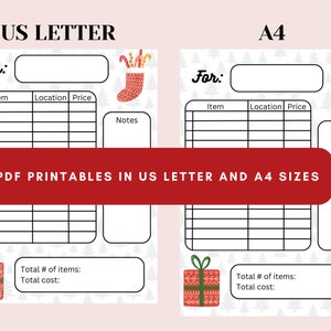 Printable Christmas Gift List | Gift List to Track Amount, Price ...