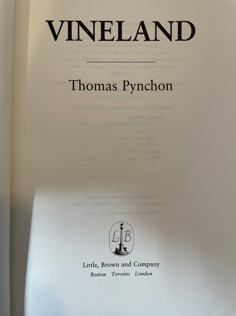 Vineland by Thomas Pynchon First Edition First Printing - Etsy
