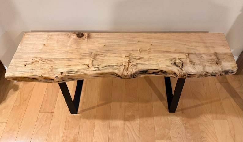 Live Edge Bench Maple Spalted Maple Matte Black Legs - Etsy