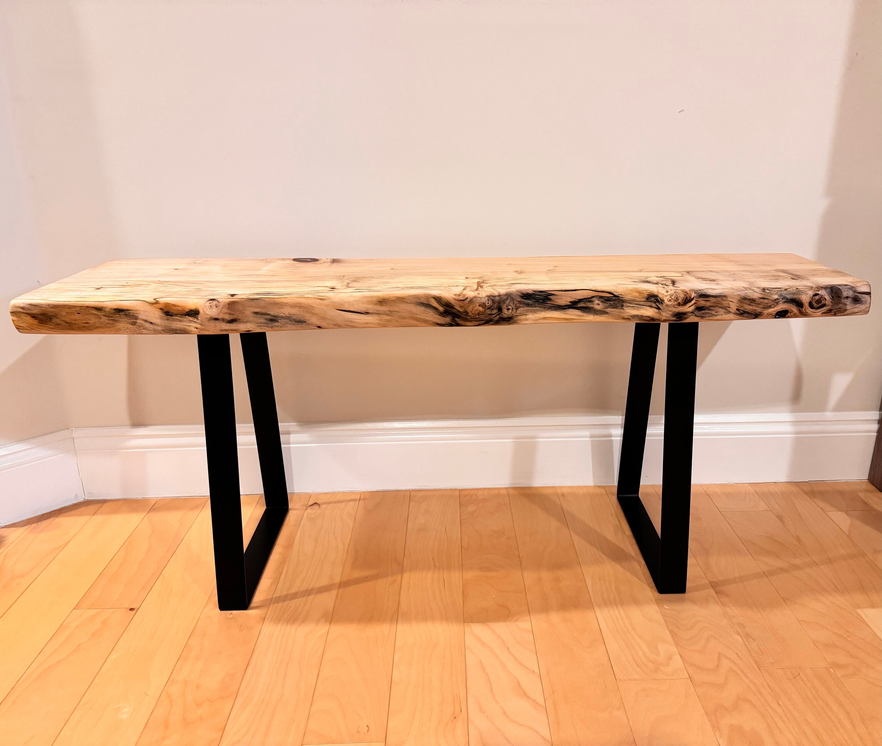 Live Edge Bench Maple Spalted Maple Matte Black Legs - Etsy