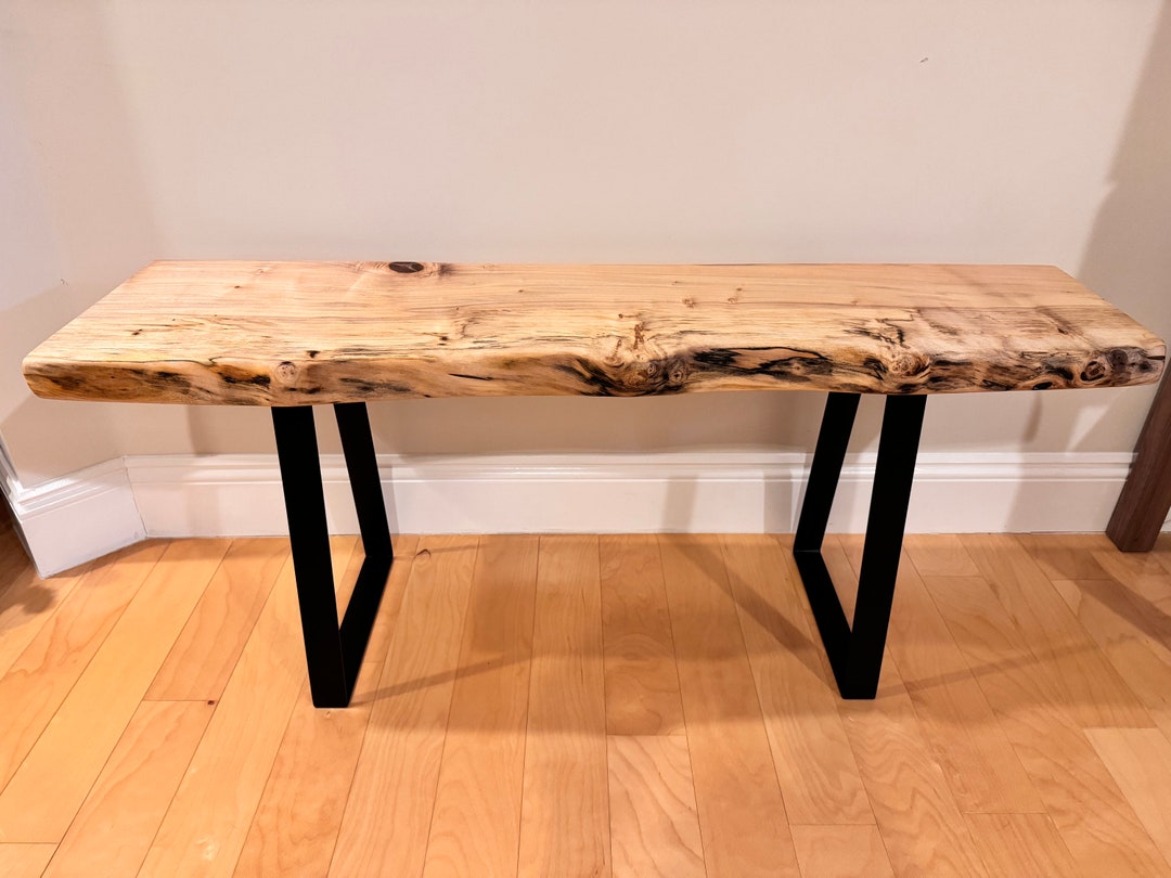 Live Edge Bench Maple Spalted Maple Matte Black Legs - Etsy