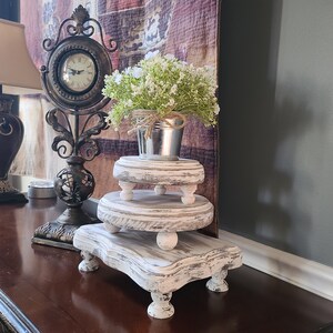 Wooden Distressed Risers set of 3 Wooden Stand Decor for Tabletop Use ...