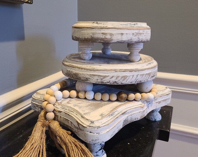 Wooden Distressed Risers set of 3 Wooden Stand Decor for Tabletop Use ...