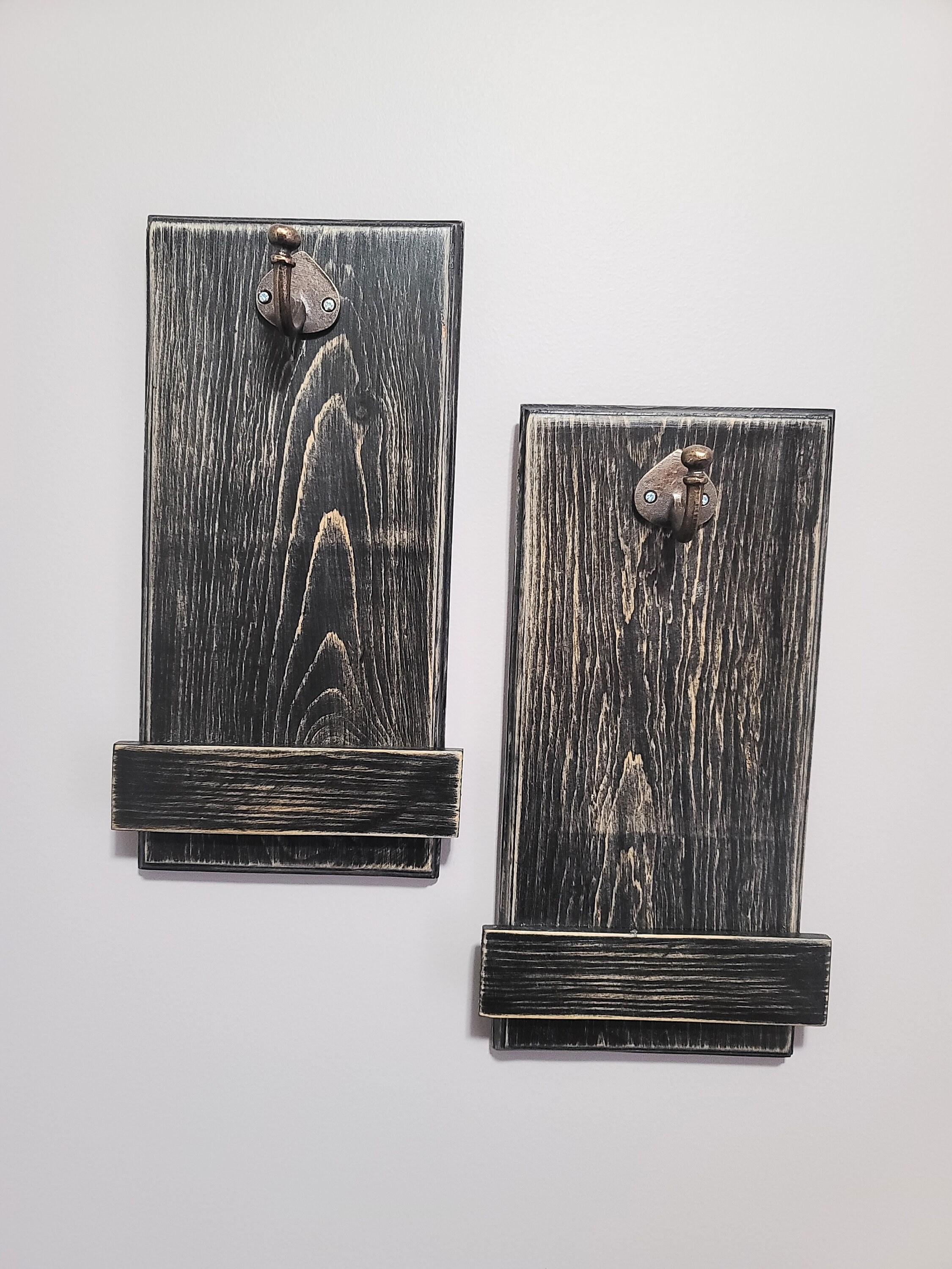 Rustic Farmhouse Style Wooden Wall Sconces Lantern/floralset of 2, Wall ...