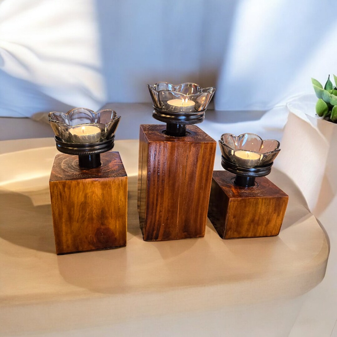 Set of 3 Tealight Candle Holders, Fancy Classic Home Decor, Modern ...
