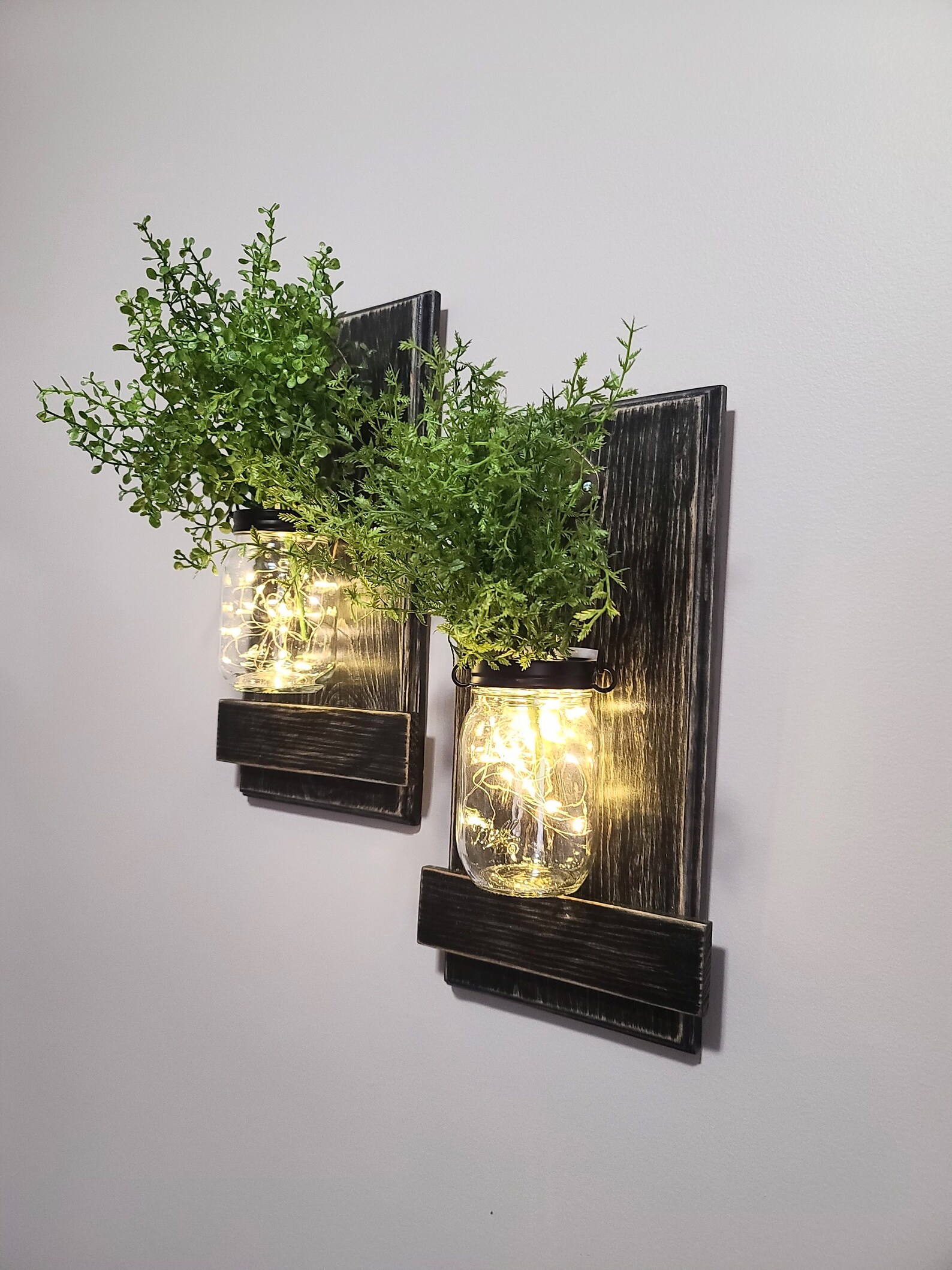 Rustic Farmhouse Style Wooden Wall Sconces Lantern/floral(set of 2 ...