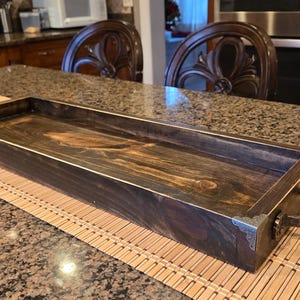 Rustic Farmhouse Style Long Wood Tray With Handles for Table ...