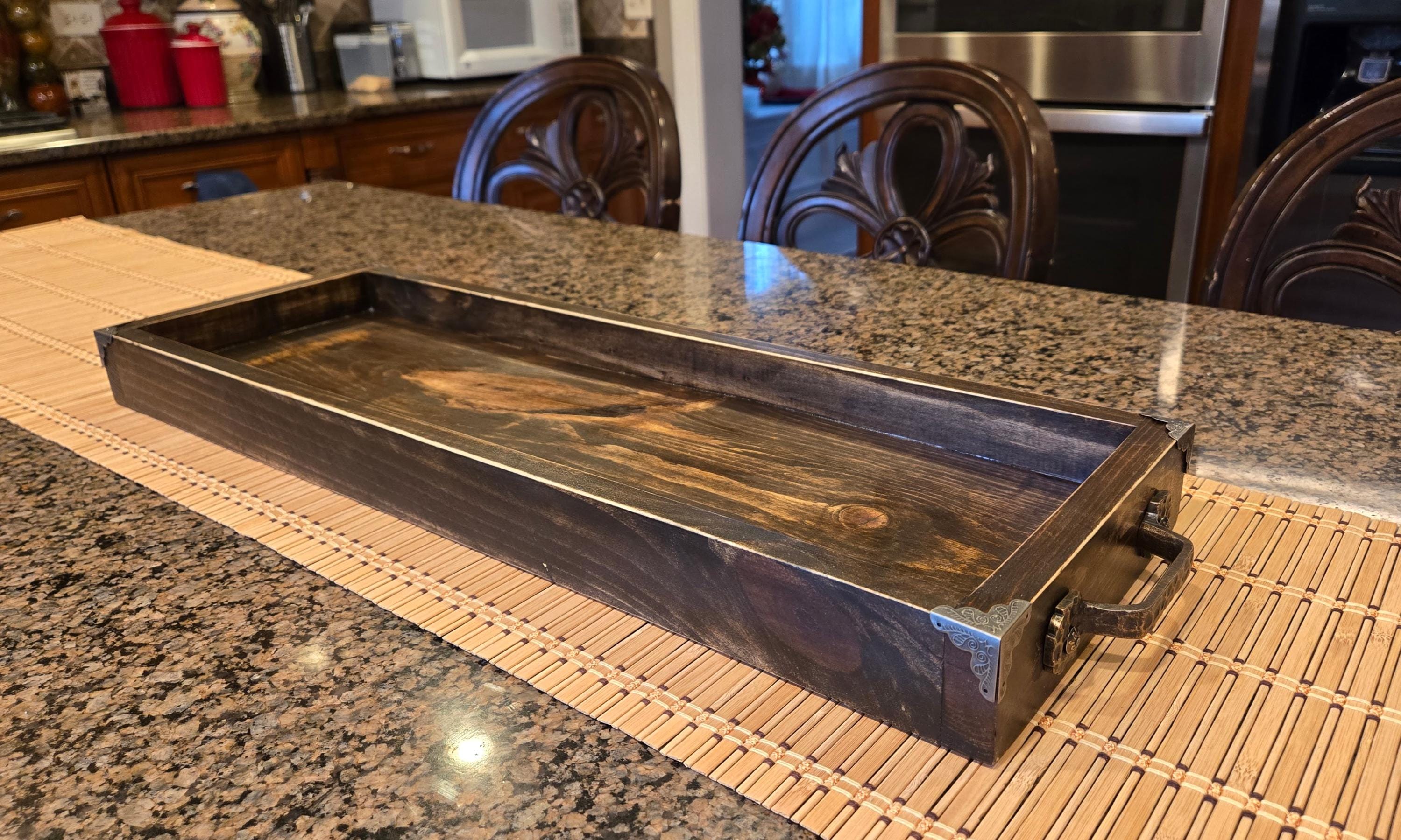 Rustic Farmhouse Style Long Wood Tray With Handles for Table ...