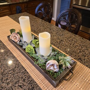 Rustic Farmhouse Style Long Wood Tray With Handles for Table ...