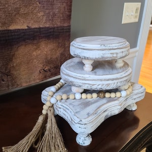 Wooden Distressed Risers set of 3 Wooden Stand Decor for Tabletop Use ...