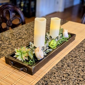 Rustic Farmhouse Style Long Wood Tray With Handles for Table ...