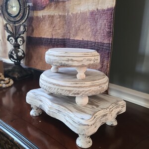 Wooden Distressed Risers set of 3 Wooden Stand Decor for Tabletop Use ...
