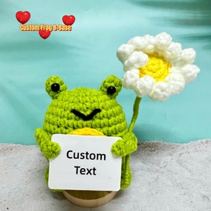 Handmade Crochet Positive Frog With Mushroom and Daisies-crochet ...