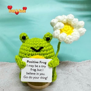Handmade Crochet Positive Frog With Mushroom and Daisies-crochet ...