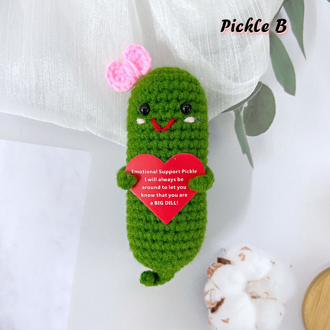 Emotional Support Bachelor's Hat Love Pickle Gift, Cute Crochet Pickle ...